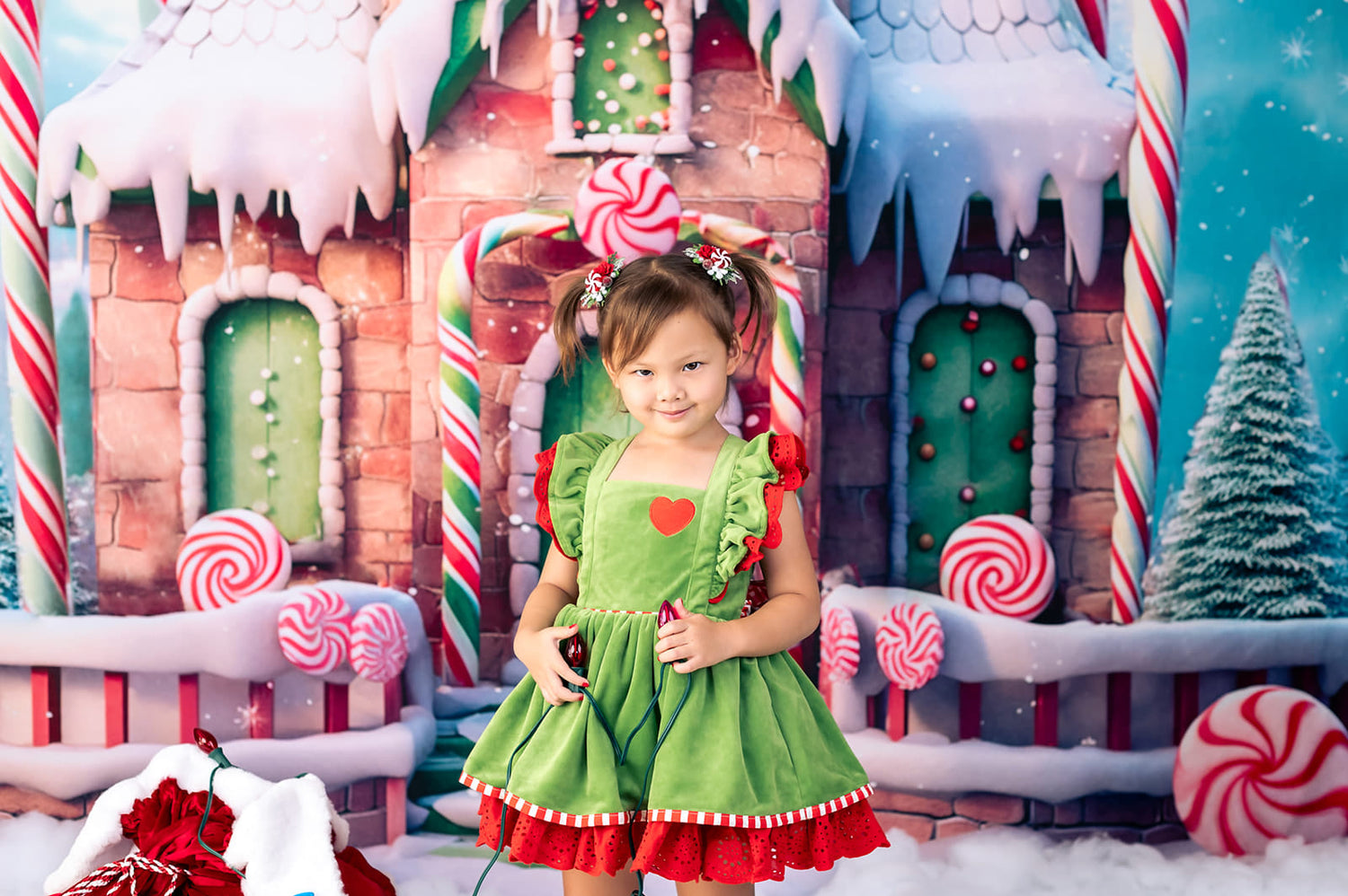 Kate Christmas Winter Candy House Backdrop For Photography
