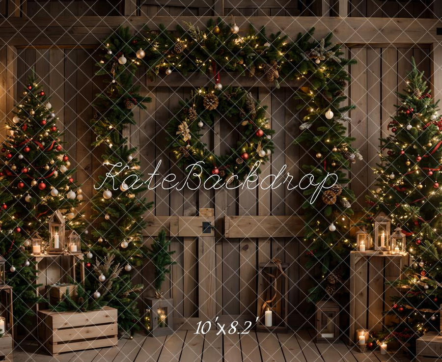 Kate Christmas Tree Wooden Door Backdrop for Photography