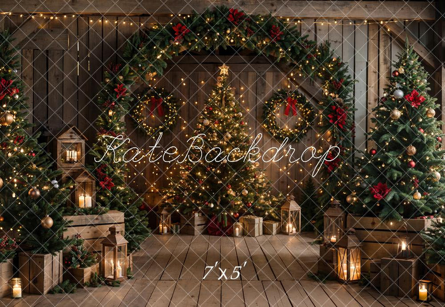 Kate Christmas Backdrop Wooden Arched Barn Door for Photography